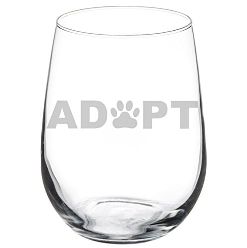 Wine Glass Goblet Adopt Paw Print (17 oz Stemless) - Walmart.com