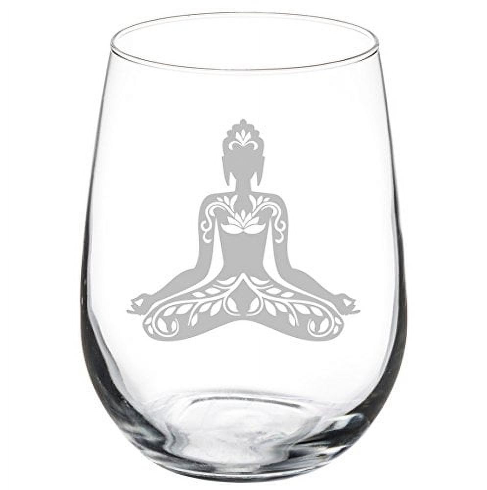 Wine Glass Goblet Buddha Yoga Lotus (17 oz Stemless) - Walmart Business ...