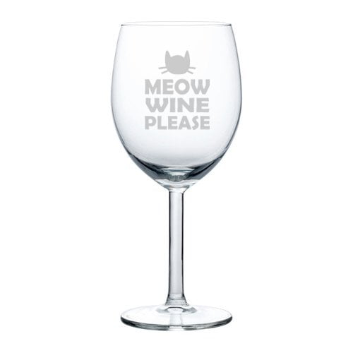 Wine Glass Goblet Funny Cat Meow Wine Please (10 oz) - Walmart.com