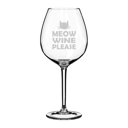 Wine Glass Goblet Funny Cat Meow Wine Please (20 oz Jumbo) - Walmart.com