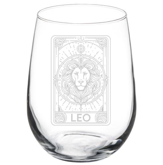 Wine Glass Goblet Gift Leo Tarot Card Zodiac Horoscope (17 oz Stemless ...