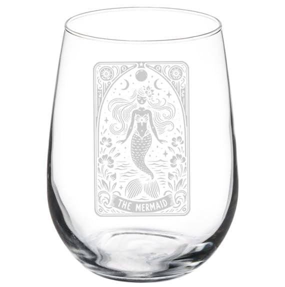 Wine Glass Goblet Gift The Mermaid Tarot Card (17 oz Stemless ...