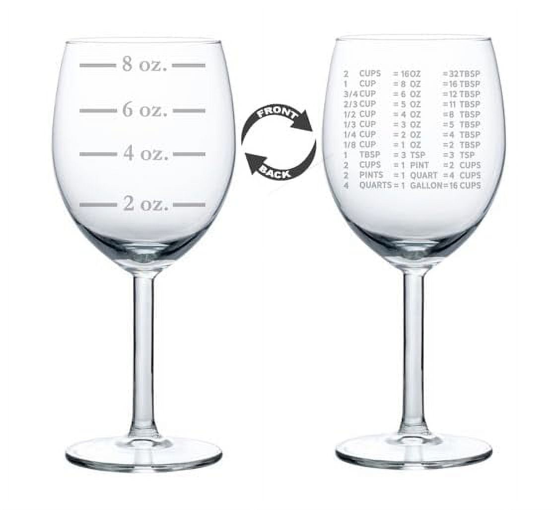 Wine Glass Goblet Two Sided Gift Measuring Cup Liquid Volumes Ounces ...