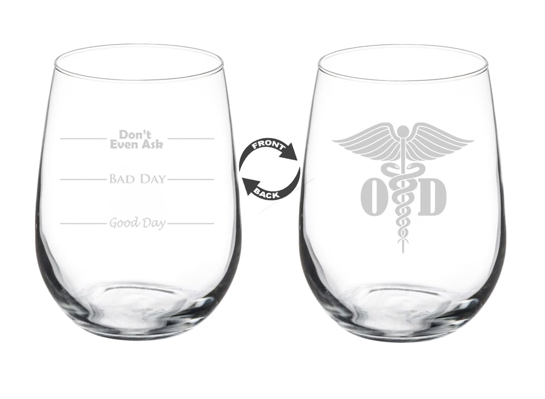 Wine Glass Goblet Two Sided Gift OD Doctor Of Optometry Good Day Bad ...