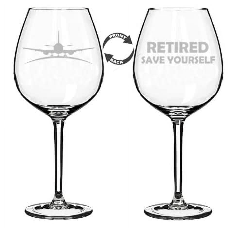Wine Glass Goblet Two Sided Retirement Gift Airplane Pilot Flight ...