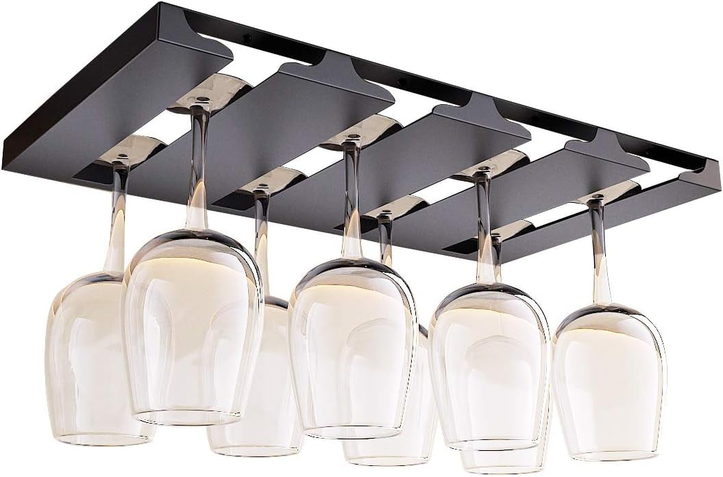 Wine Glass Holder Under Shelf or Cabinet, Stainless Steel 16.5 Inch ...