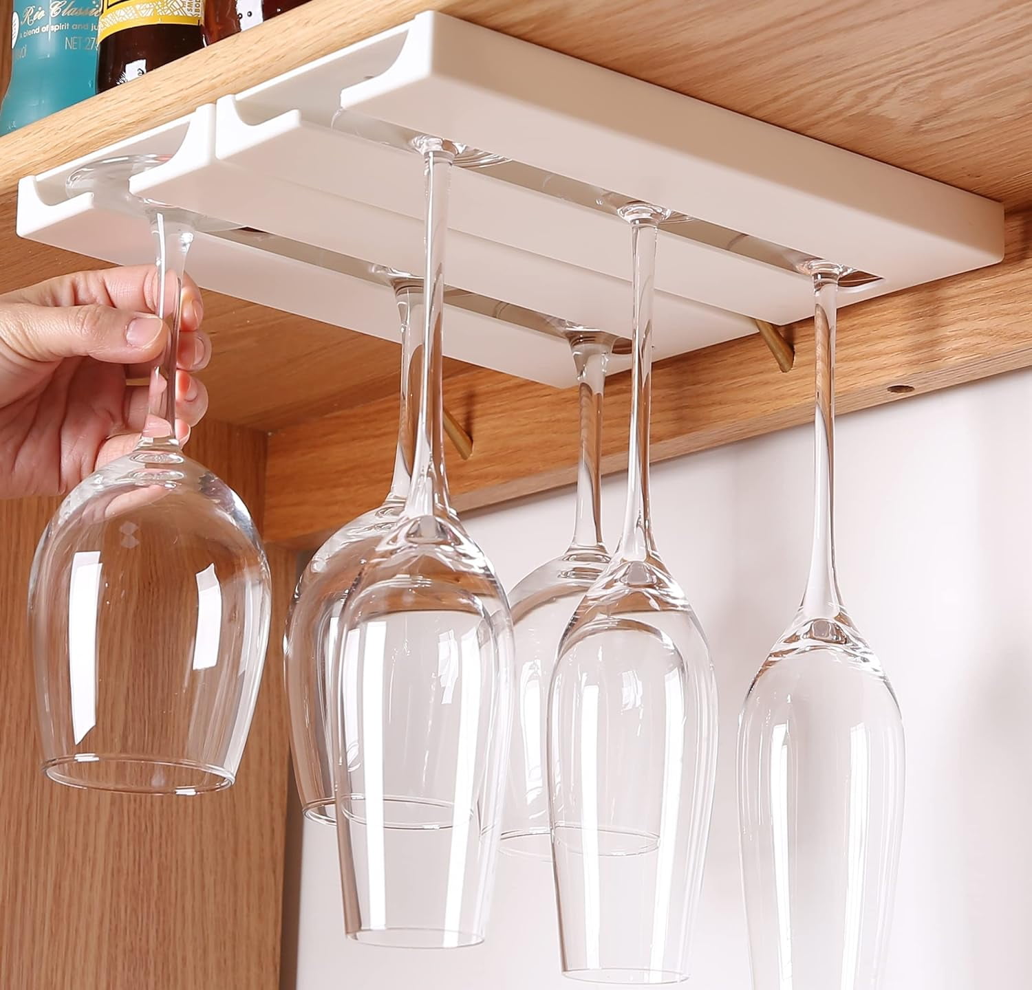 Wine Glass Holder Under Shelf Cabinet Wine Glass Rack Plastic Stemware ...
