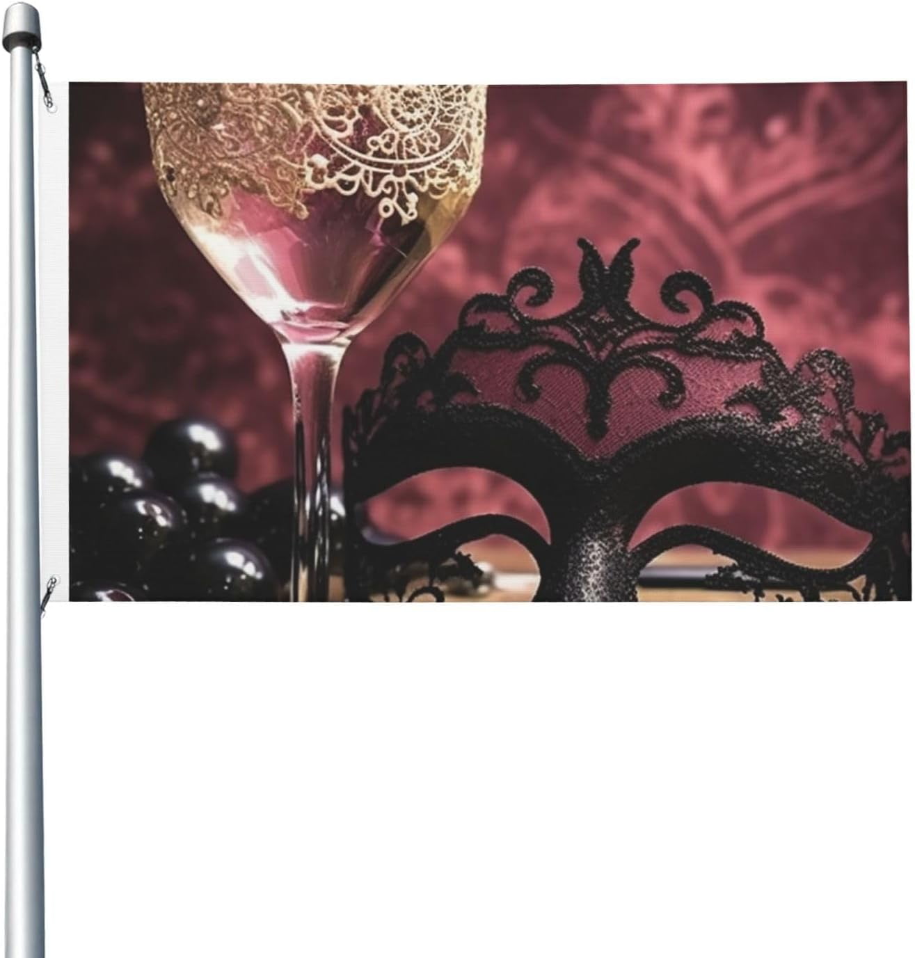 Wine Glass Lace Mask Flag 4x6 ft Flags for Outside Funny Banner Garden ...