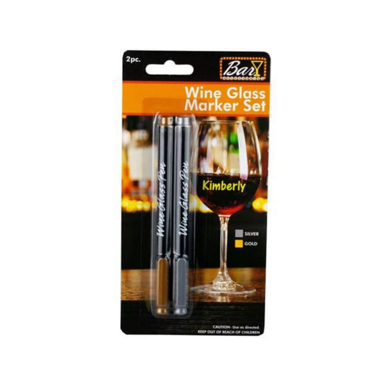 Wine Glass Pen, Silver & Gold - 2 Piece - Case of 36 - Walmart.com