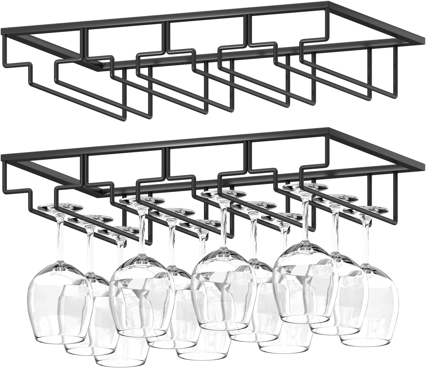 Wine Glass Rack, 2 Pack Under Cabinet Stemware Rack Wine Glass Holder ...