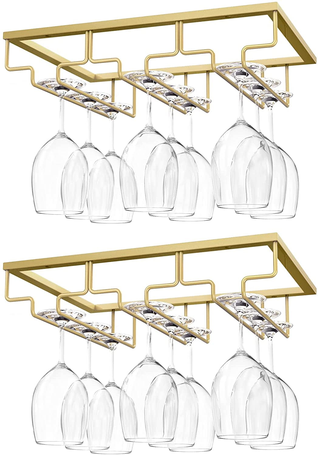 Wine Glass Rack, [2-Pack] Wine Glass Hanger Rack Under Cabinet Stemware ...