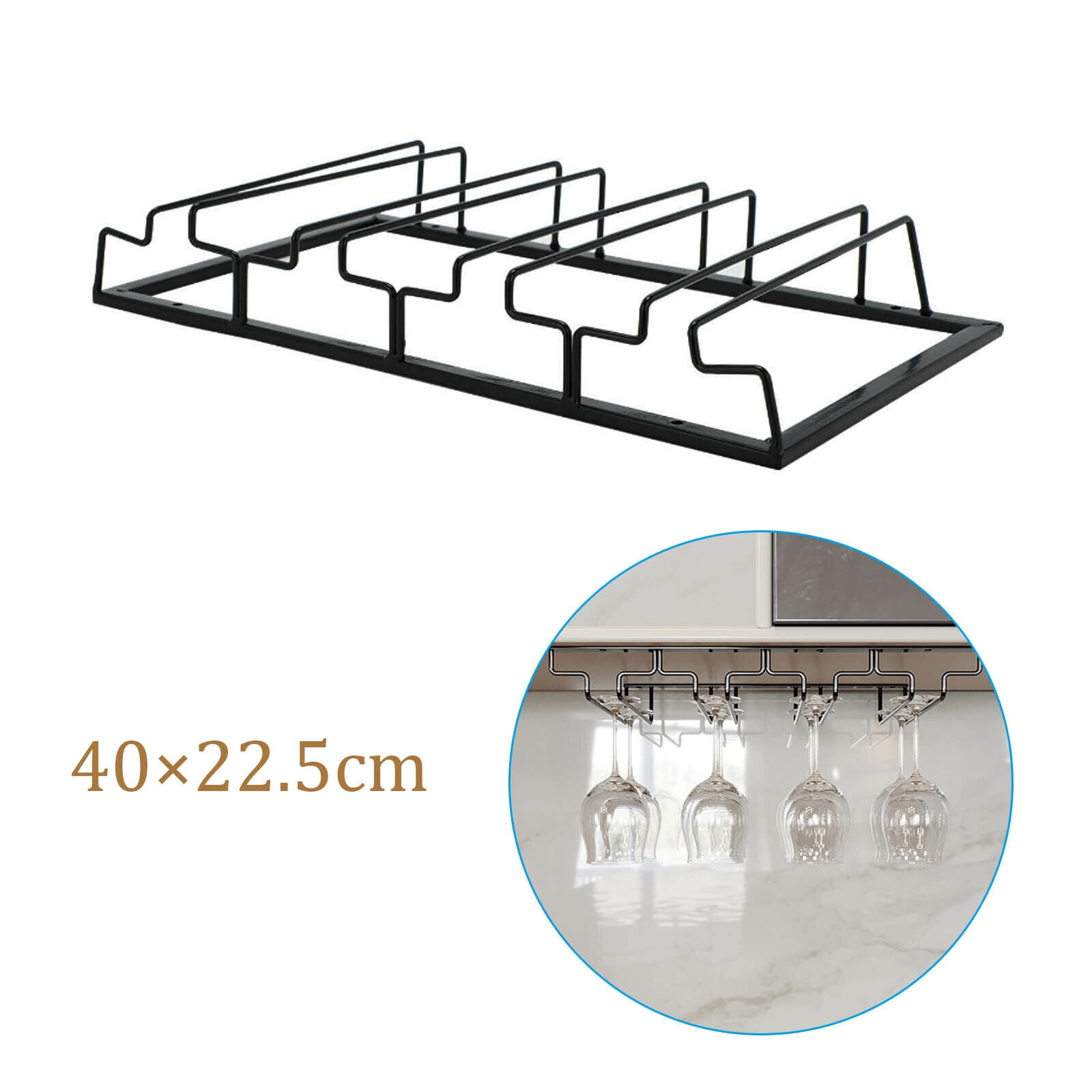 Wine Glass Rack, 4 Rows Wine Glass Holder Under Cabinet Glasses Storage ...