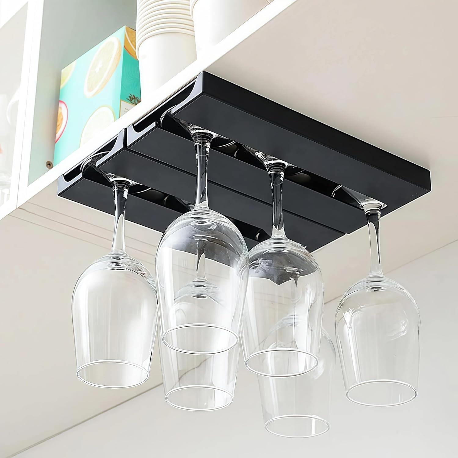 Wine Glass Rack Hangers Under Cabinet, 2 Pack Wine Glasses Holders ...