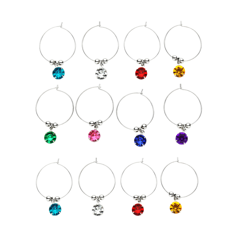 Wine Glass Ring, 16pcs Colorful Diamonds Wine Glass Ring Identify Label ...