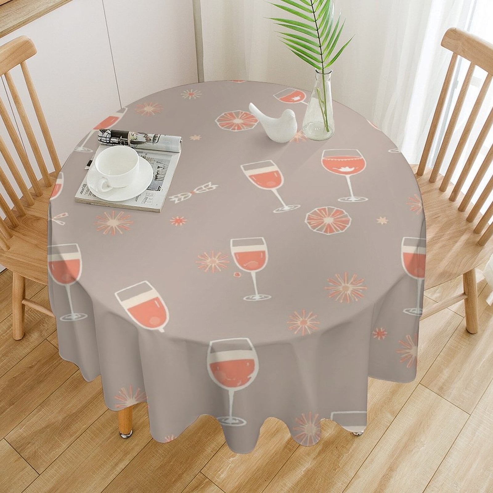 Wine Glass Round Polyester Tablelcoth Circular Table Cover,Multi ...