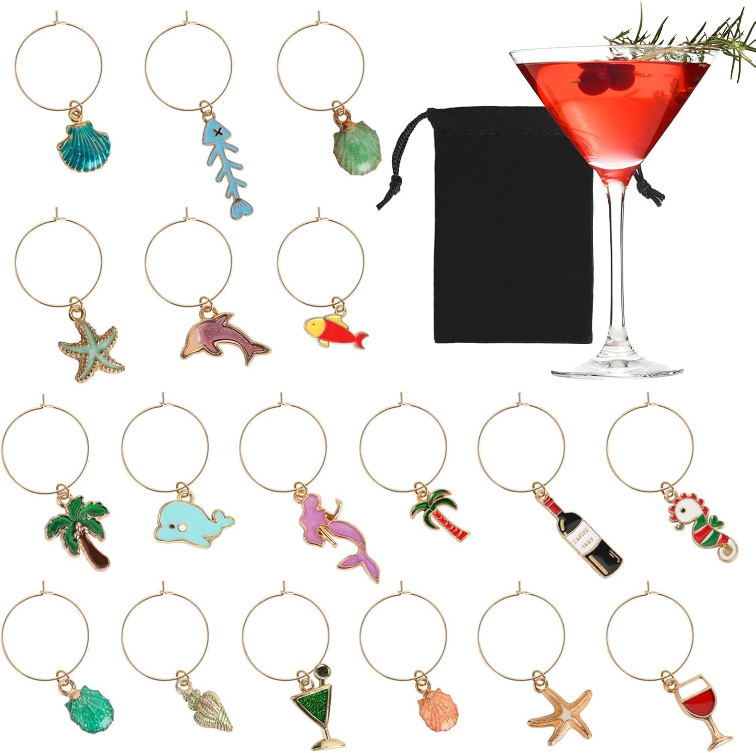 Wine Glass Set Charms for Stem Glasses Markers Glass Tags Wine Glass ...
