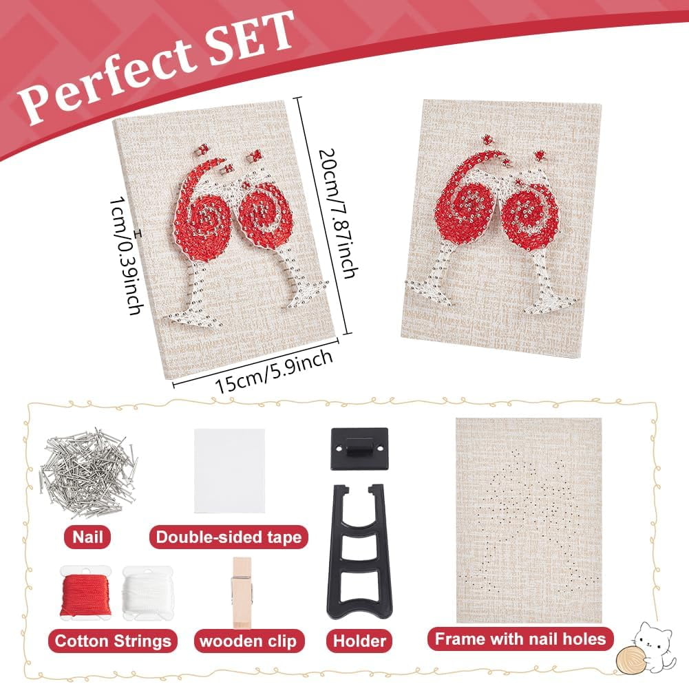 Wine Glass String Art 3D String Art Kits for Adults 8x6 String of The ...
