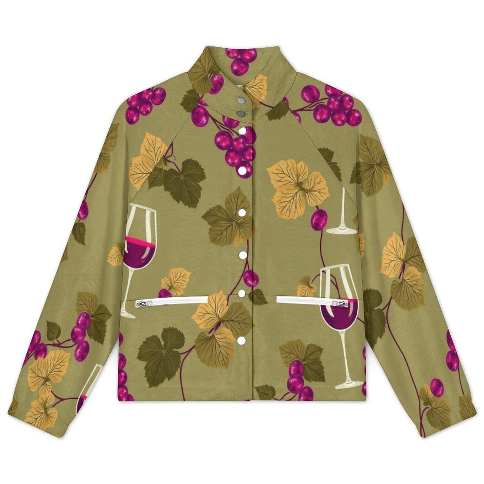 Wine Glass Warm Plush Jacket Women Autumn Winter Long Sleeve Zip Up ...