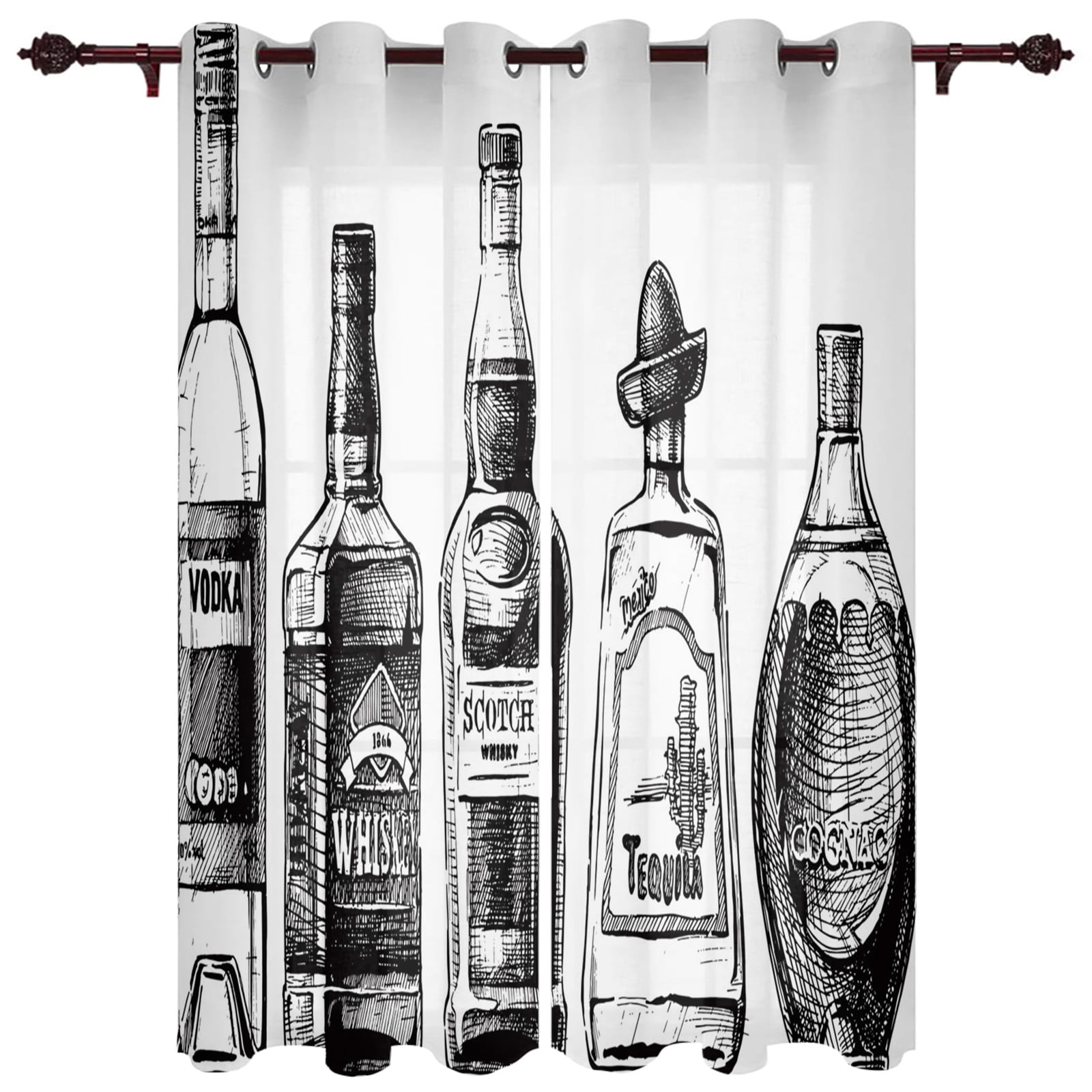 Wine Glass Wine Barrel Grapes Modern Window Curtains for Living Room ...