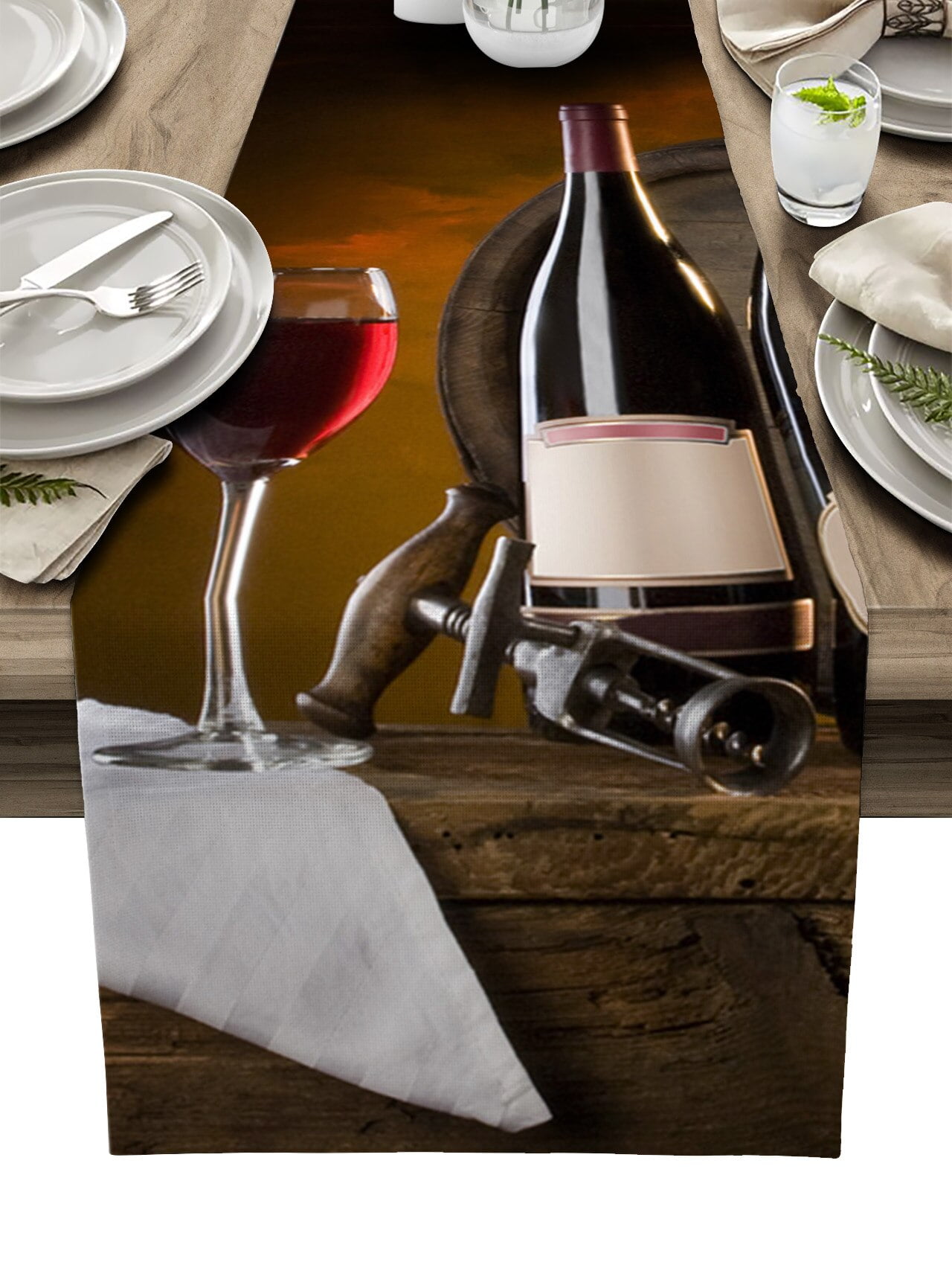 Wine Glass Wine Fruit Grapes Table Runner Home Wedding Table Flag Mat ...