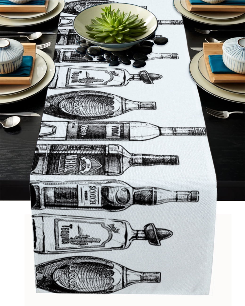 Wine Glass Wine Fruit Grapes Table Runner Home Wedding Table Flag Mat ...