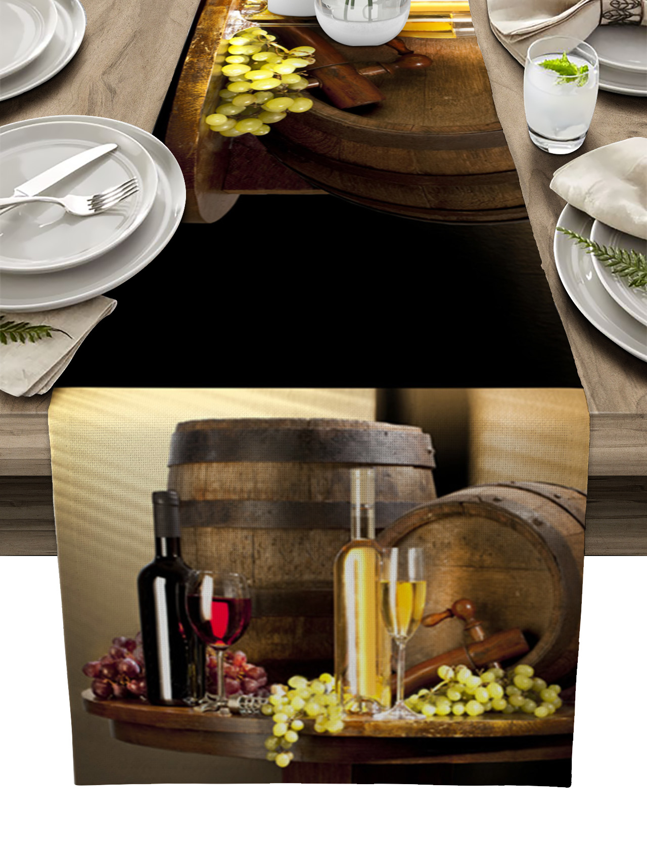 Wine Glass Wine Fruit Grapes Table Runner Home Wedding Table Flag Mat ...