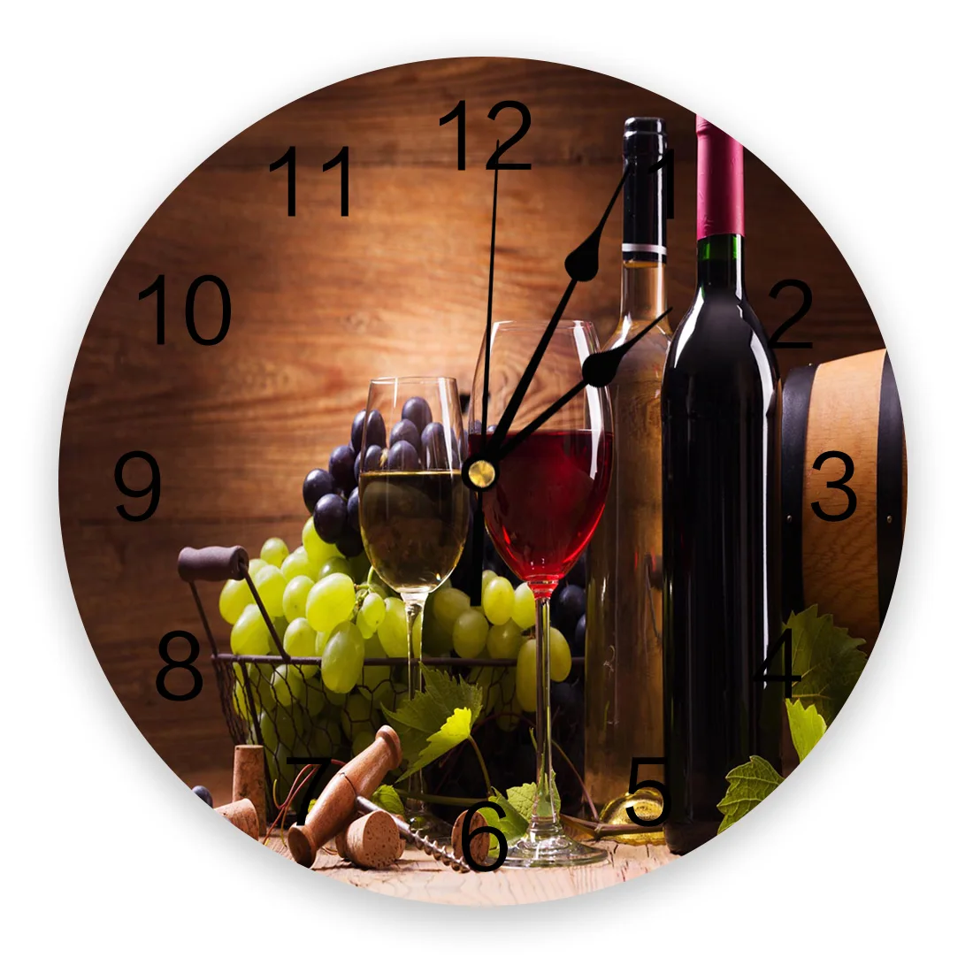 Wine Glass Wine Fruit Grapes Wall Clock Home r Bedroom Silent Oclock ...