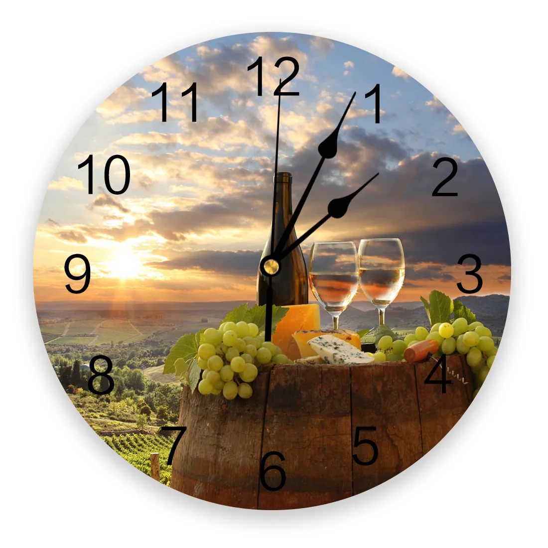 Wine Glass Wine Fruit Grapes Wall Clock Home r Bedroom Silent Oclock ...