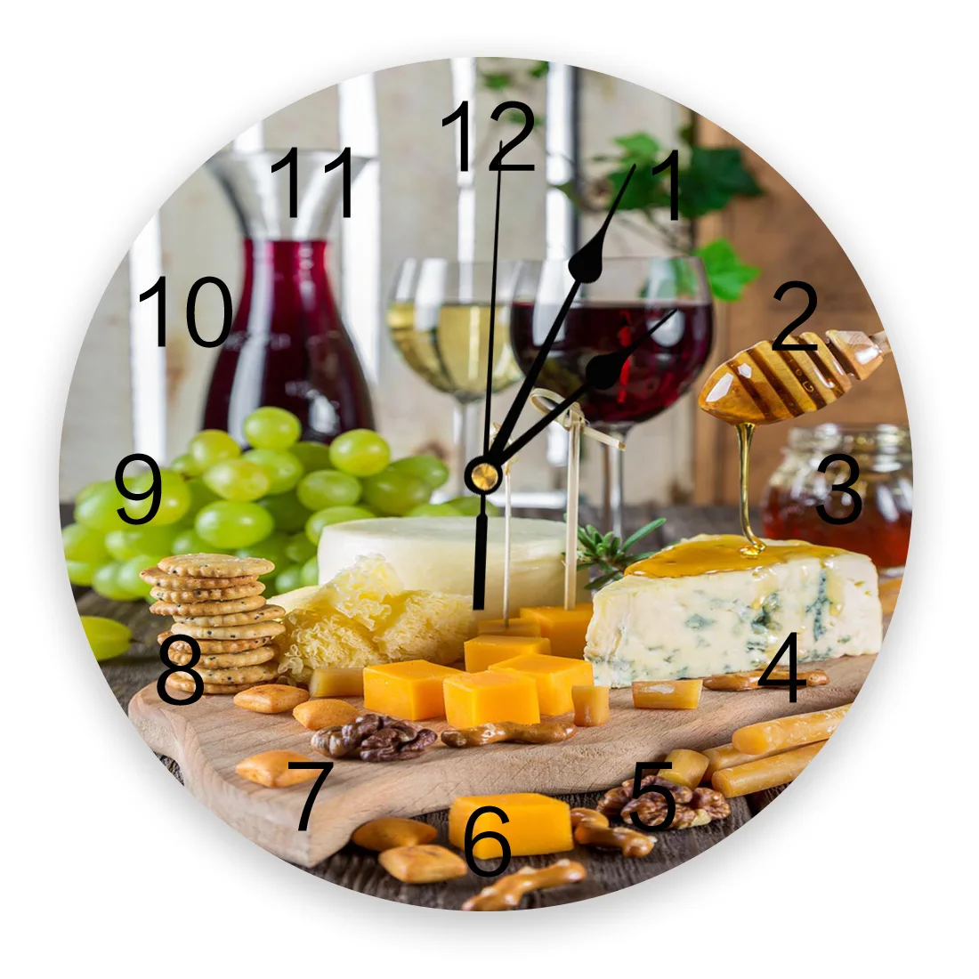 Wine Glass Wine Fruit Grapes Wall Clock Home r Bedroom Silent Oclock ...