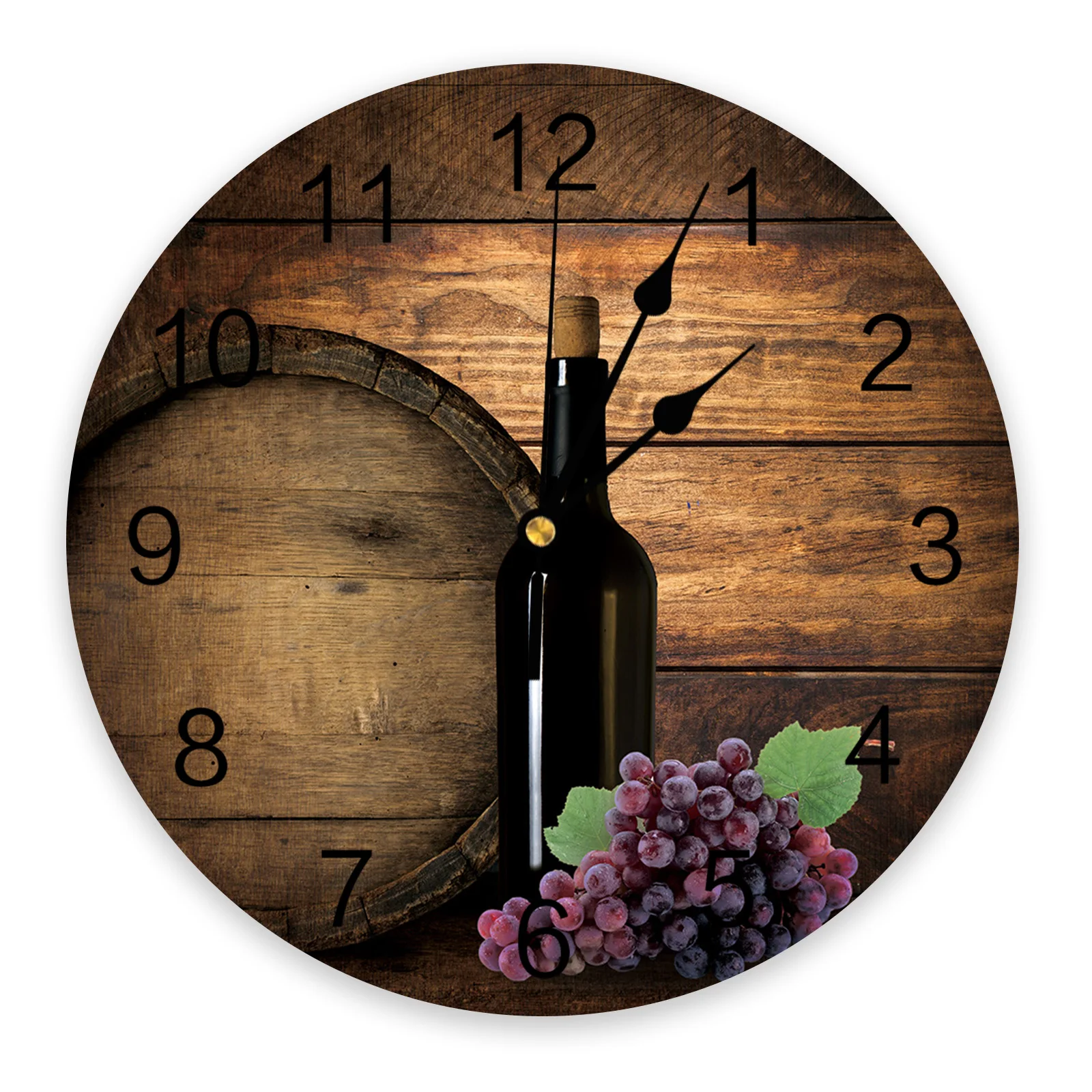 Wine Glass Wine Fruit Grapes Wall Clock Home r Bedroom Silent Oclock ...