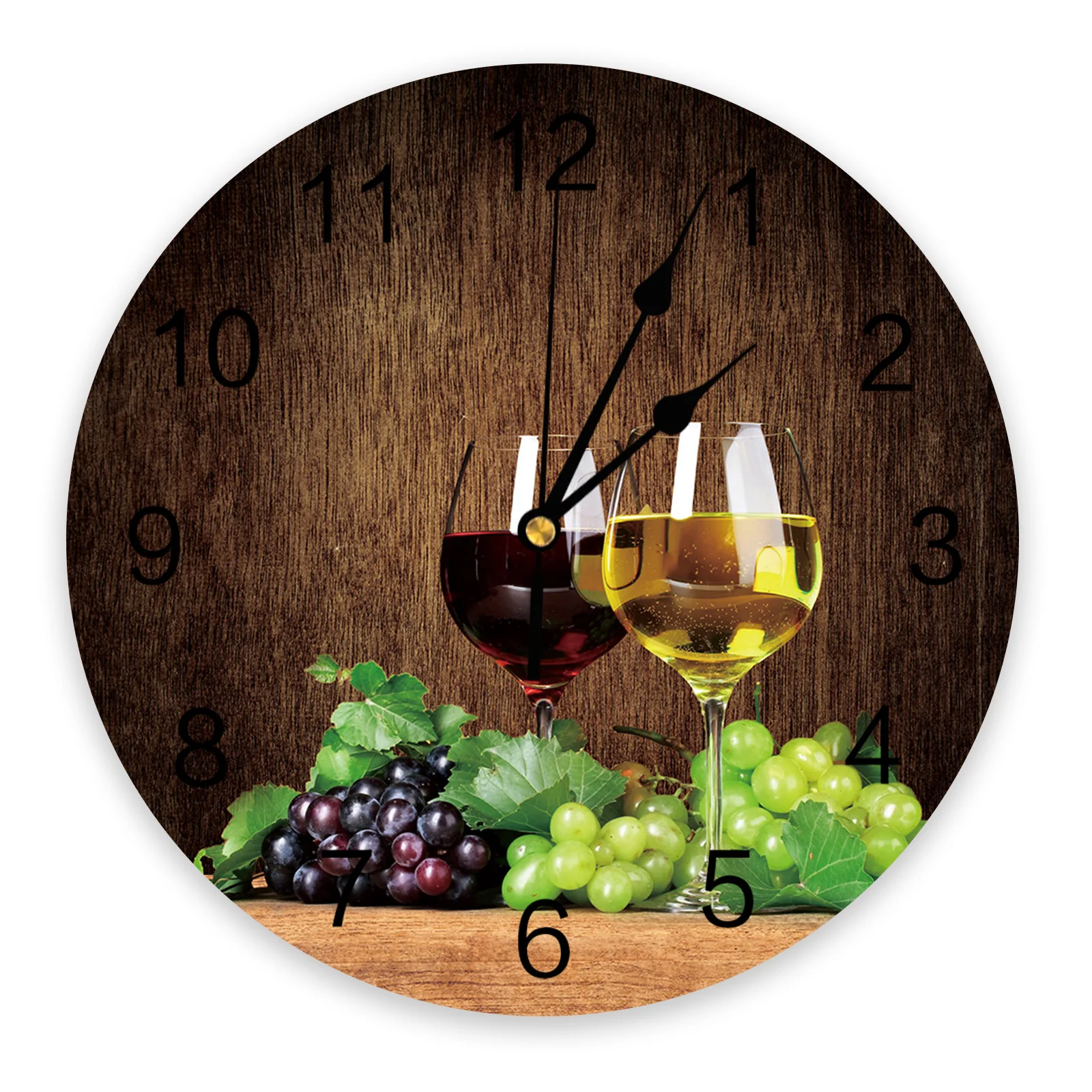 Wine Glass Wine Fruit Grapes Wall Clock Home r Bedroom Silent Oclock ...