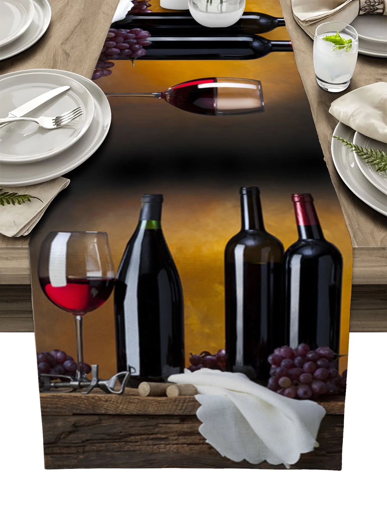 Wine Glass Wine Grapes Table Runner Luxury Home Dining Table Coffee ...