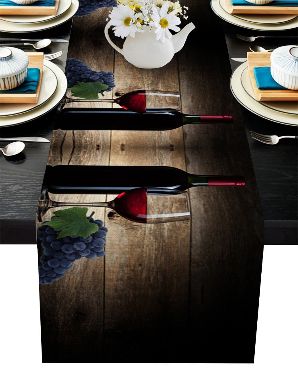 Wine Glass Wine Grapes Table Runner Luxury Home Dining Table Coffee ...