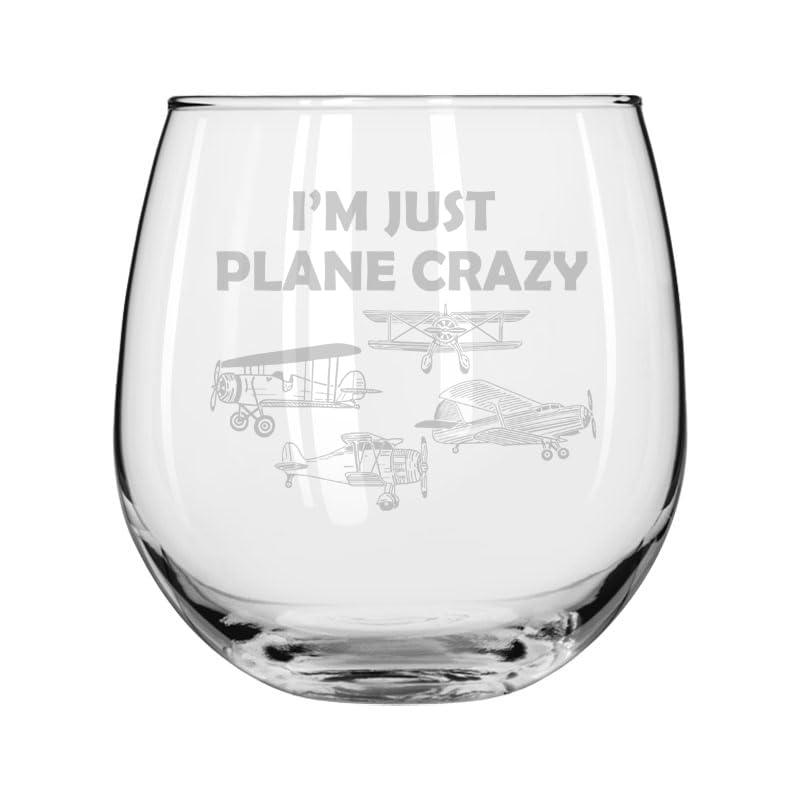 Wine Glass for Red or White Wine Gift I'm Just Plane Crazy Funny For ...