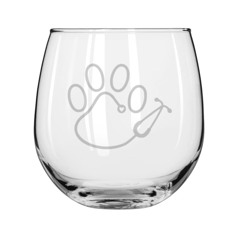 Wine Glass for Red or White Wine Gift Paw Stethoscope Veterinary ...
