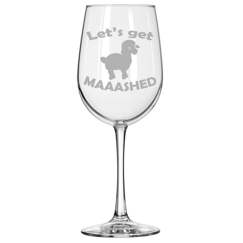 Wine Glass for Red or White Wine Let's Get Maaashed Sheep Funny (16 oz ...