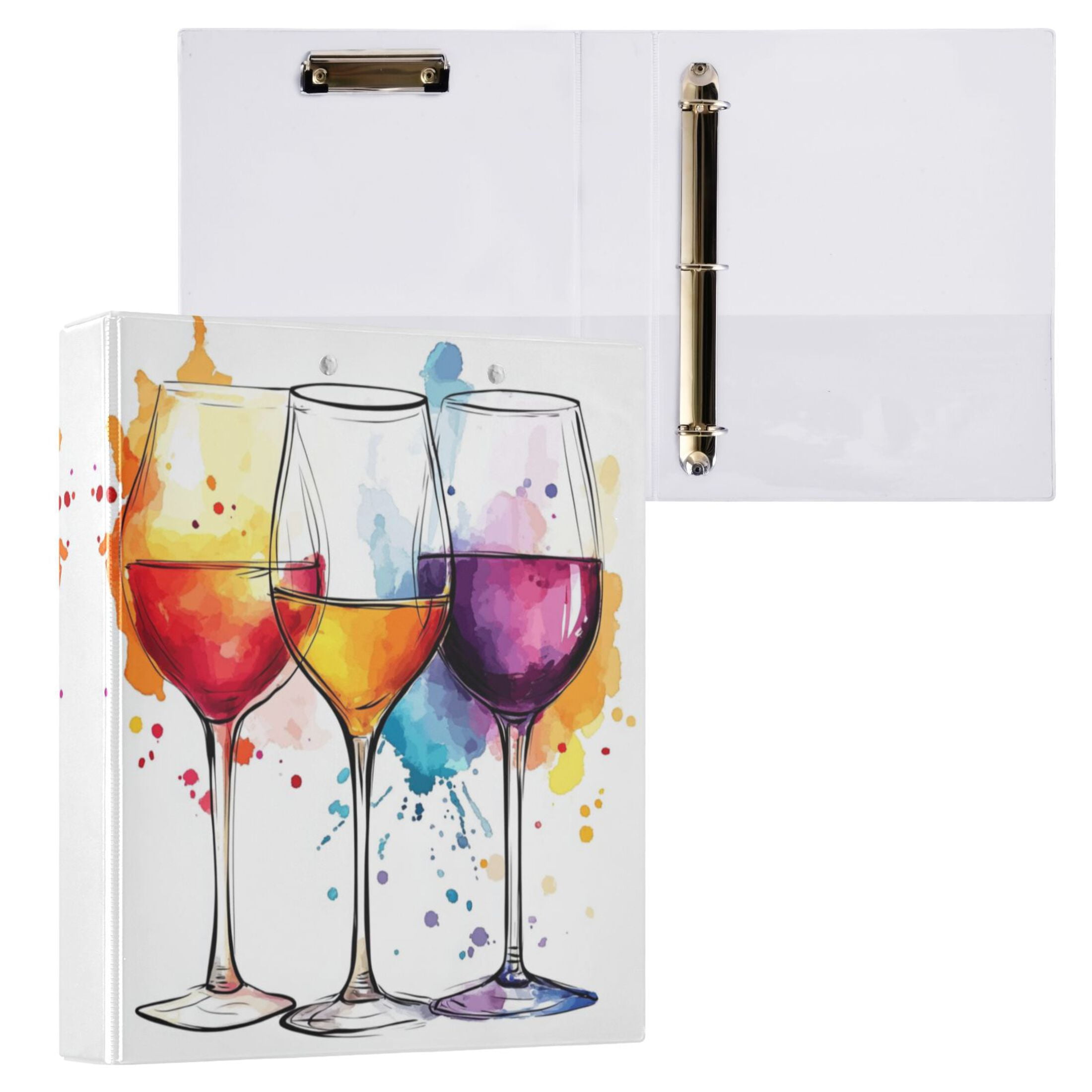 Wine Glasses 3 Ring Hardcover Binders 1.5in Round Rings for Letter-Size ...