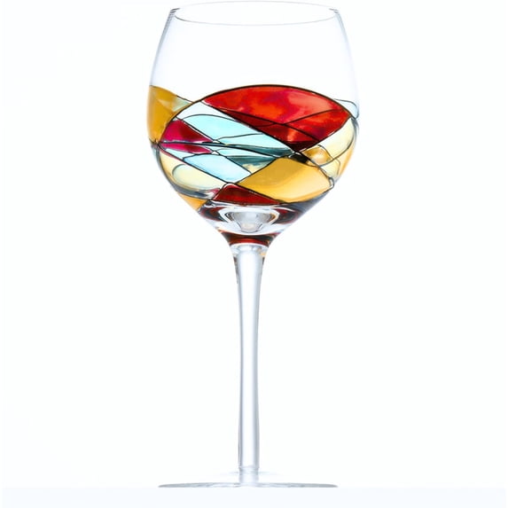 Wine Glasses Hand-Painted Stemmed 14 oz Luxury Gift Women & Men Unique ...