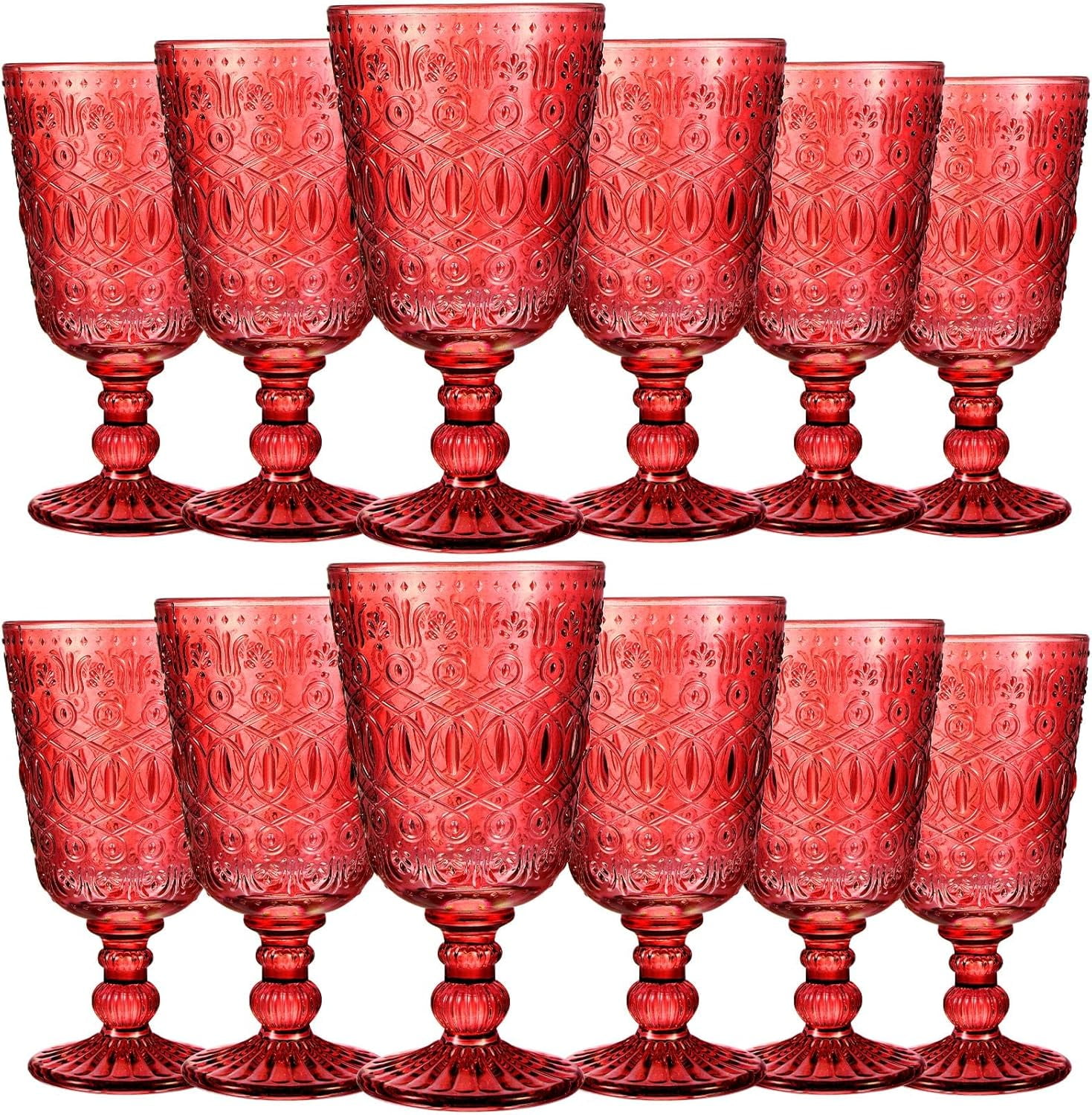 Wine Glasses Set of 12 Vintage Goblet 9 oz Vintage Colored Glass Goblet ...