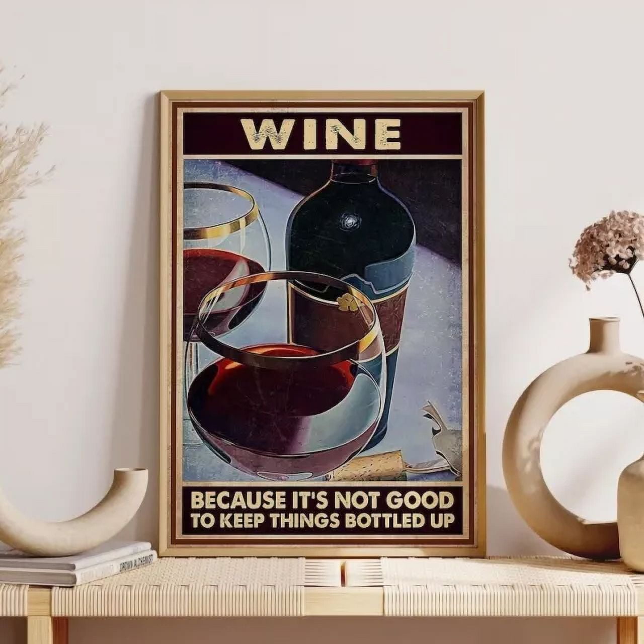 Wine Because It'S Not Good Poster, Man Cave Wall Decor, Man Drinking Wine Pri Home Decor ...