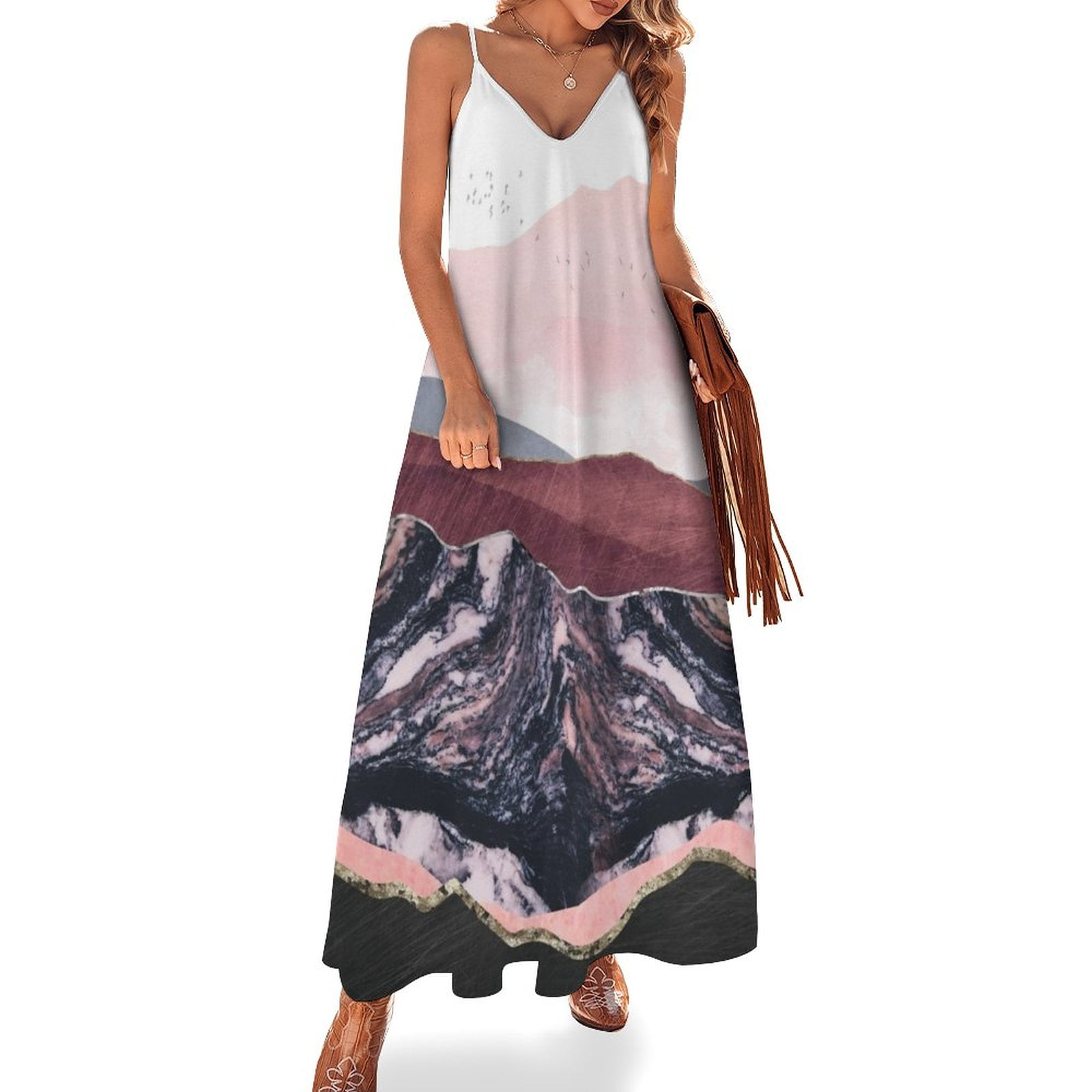 Wine Hills Sleeveless Dress dress party evening elegant luxury celebrity women's dresses luxury ...