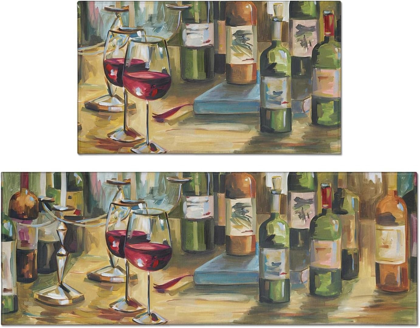 Wine Kitchen Mats for Floor Set of 2,Mats for Kitchen Floor, Comfort ...