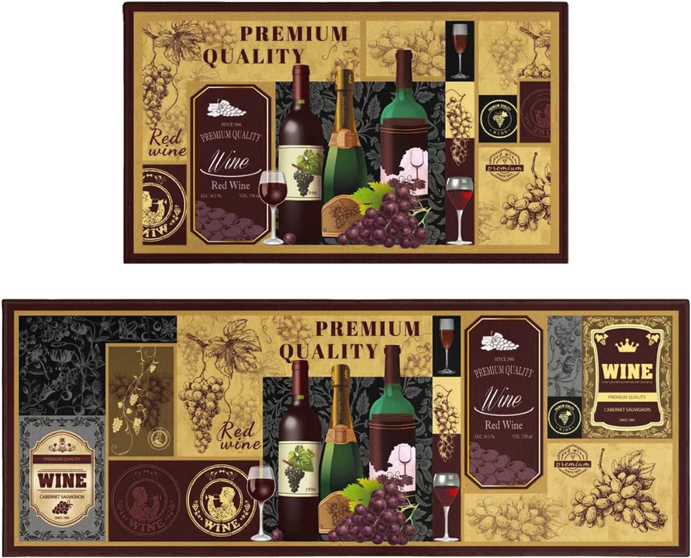 Wine Kitchen Rugs, Kitchen Mat Set of 2, Grape Kitchen Mat, Wine Decor ...