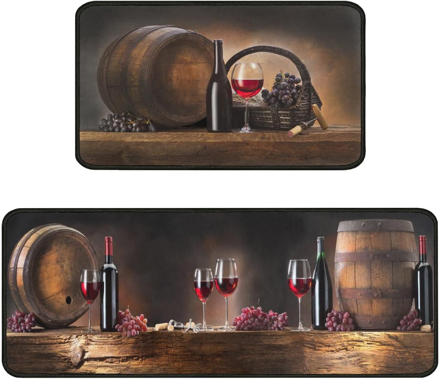 Wine Kitchen Rugs Sets of 2, Wine Rugs for Kitchen, Rustic Country ...