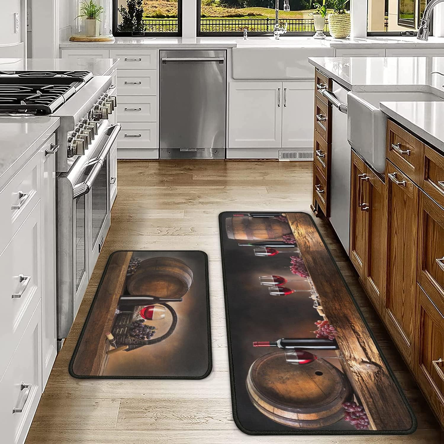 Wine Kitchen Rugs Sets of 2, Wine Rugs Decor for Kitchen, Rustic ...