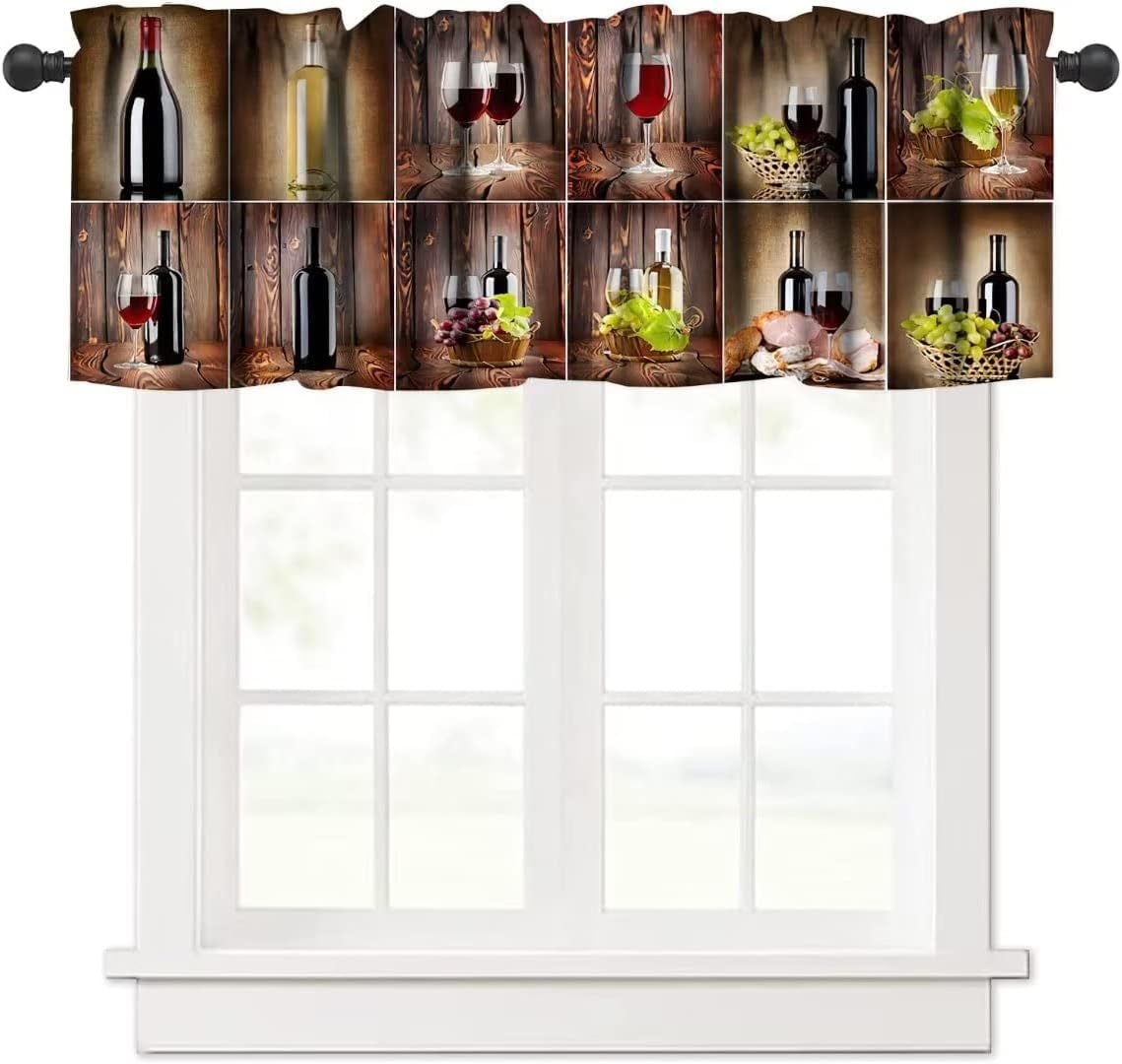 Wine Kitchen Window Valance, Bottle Glasses Wine Collage Windows ...