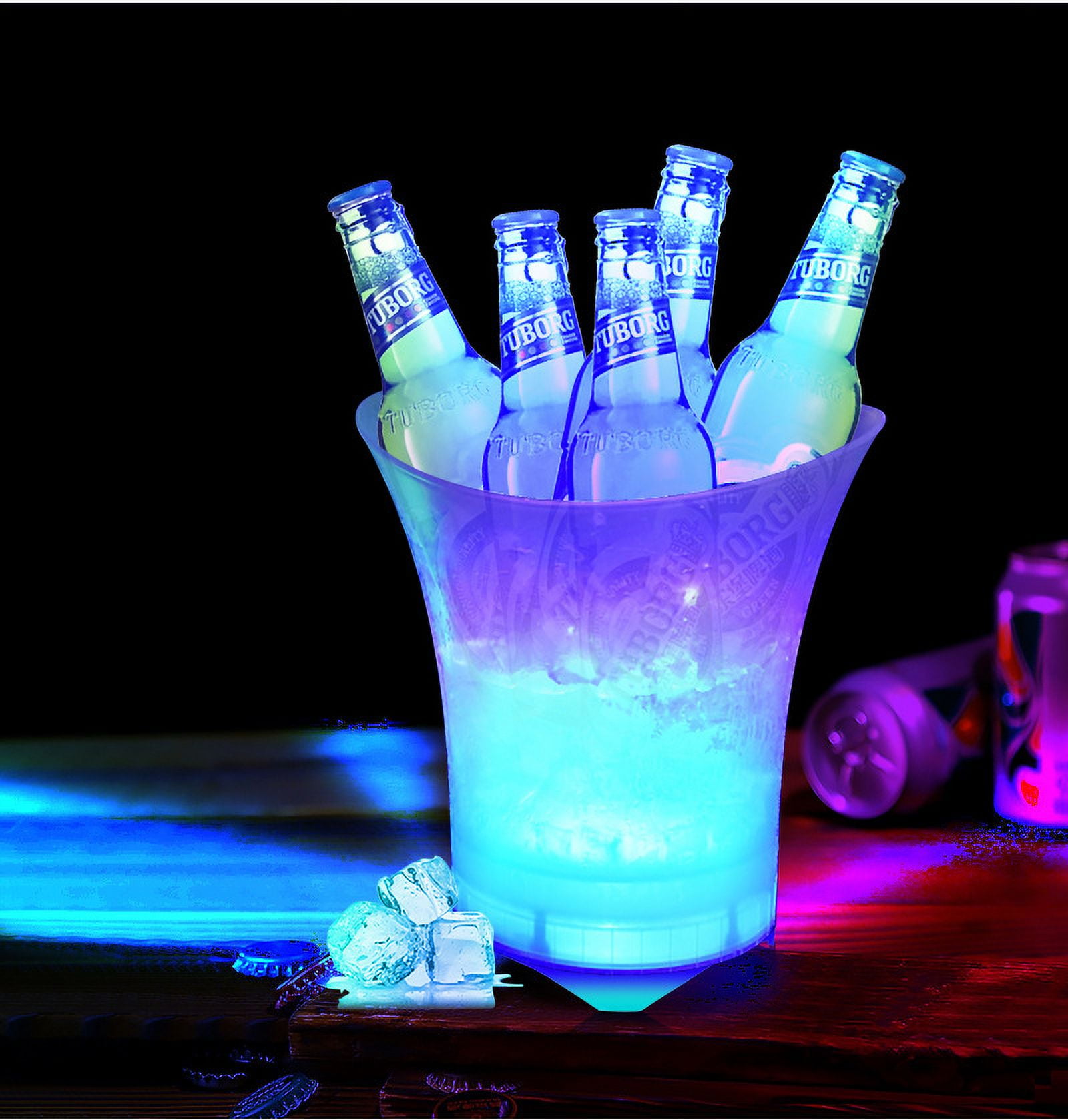 Wine LED 5L Ice Bucket for Parties with Folding 7 Color Changing ...