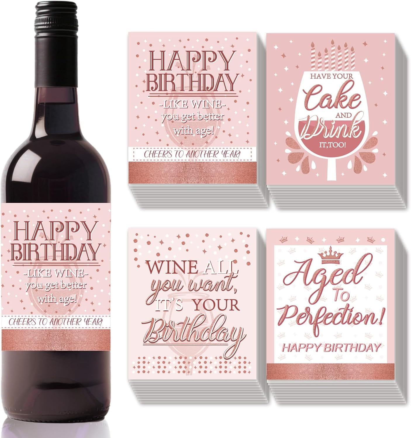 Wine Labels for Bottles 40pcs Birthday Party Champagne Labels ...