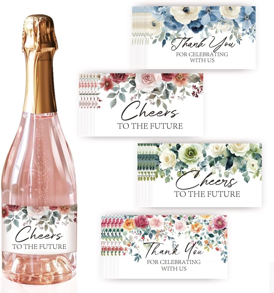 Wine Labels for Bottles Flower Wine Bottle Labels 40pcs 4 Styles 3.5x2 ...