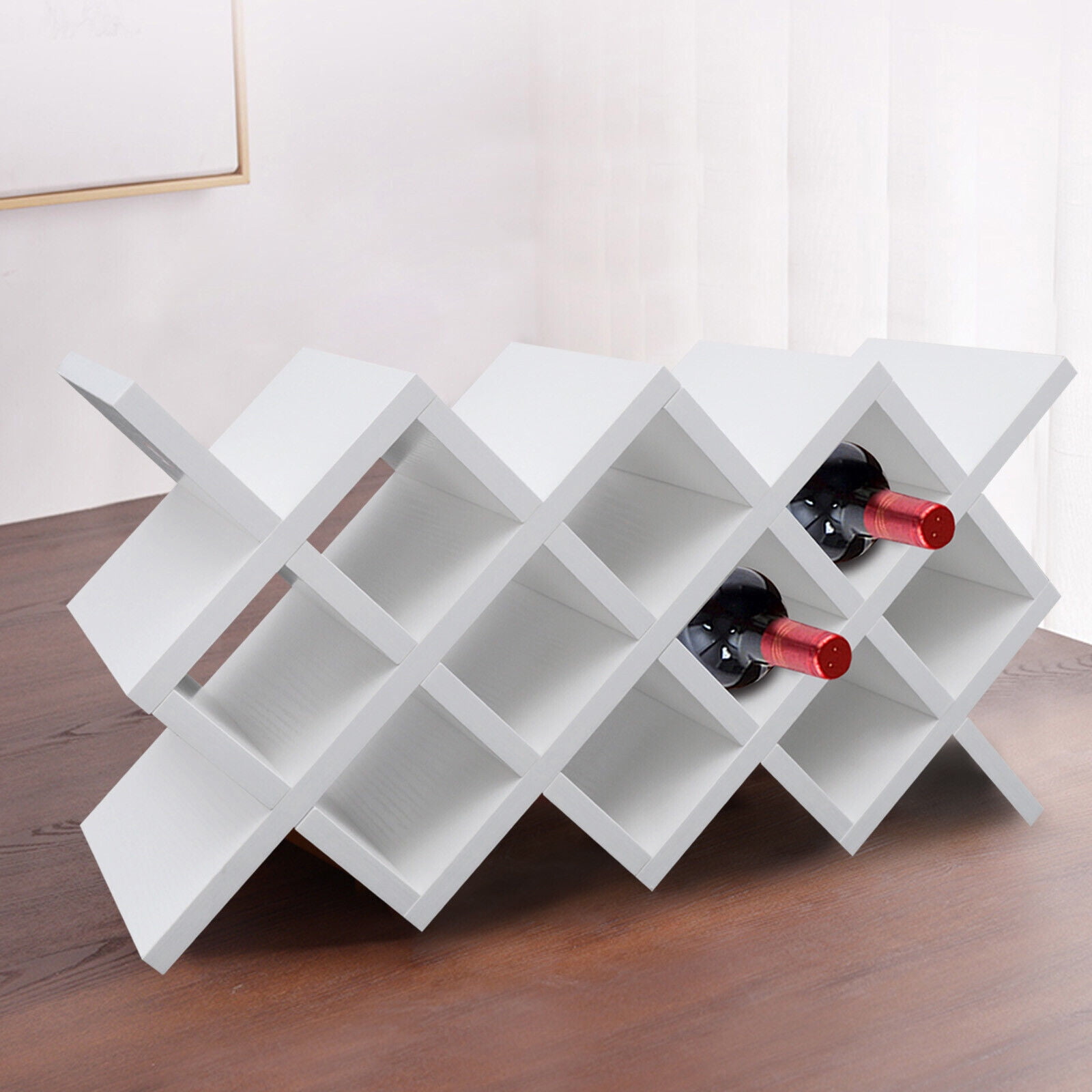 Wine Lattice Rack Wall-Mount Insert Display 10 Grids Bottle Storage ...